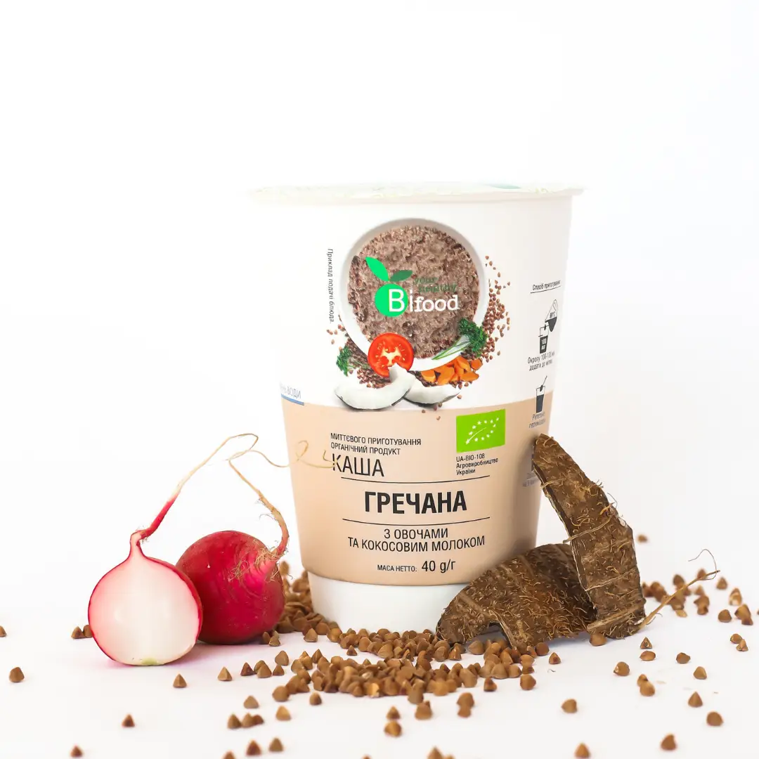 Каша гречана органічна з овочами та кокосовим молоком, 40 г, Bifood ️ ...